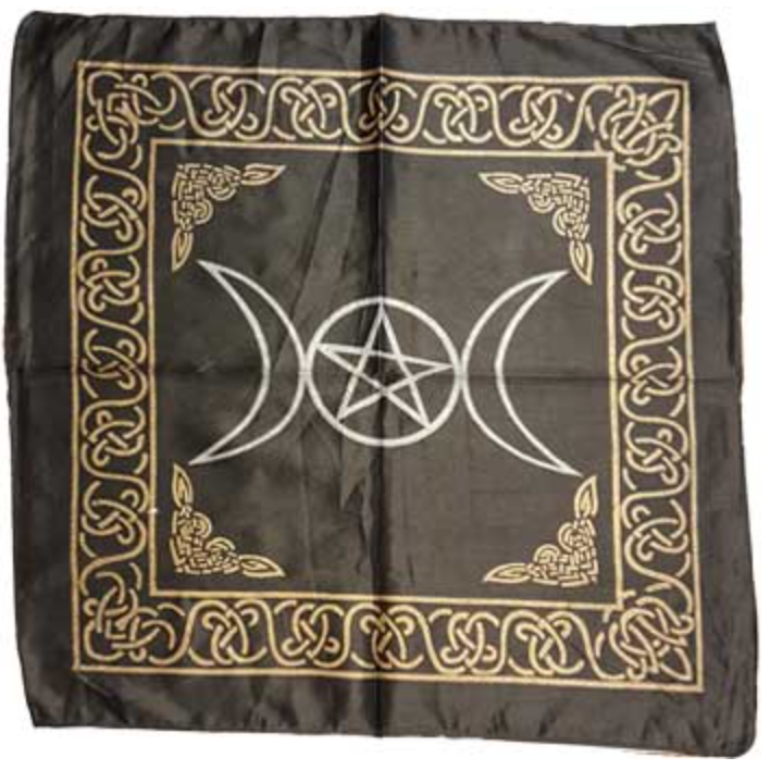 Black Triple Moon Altar Cloth | The Crooked Path