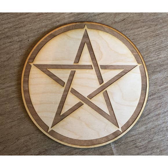 8" Pentagram Wooden Tile | The Crooked Path