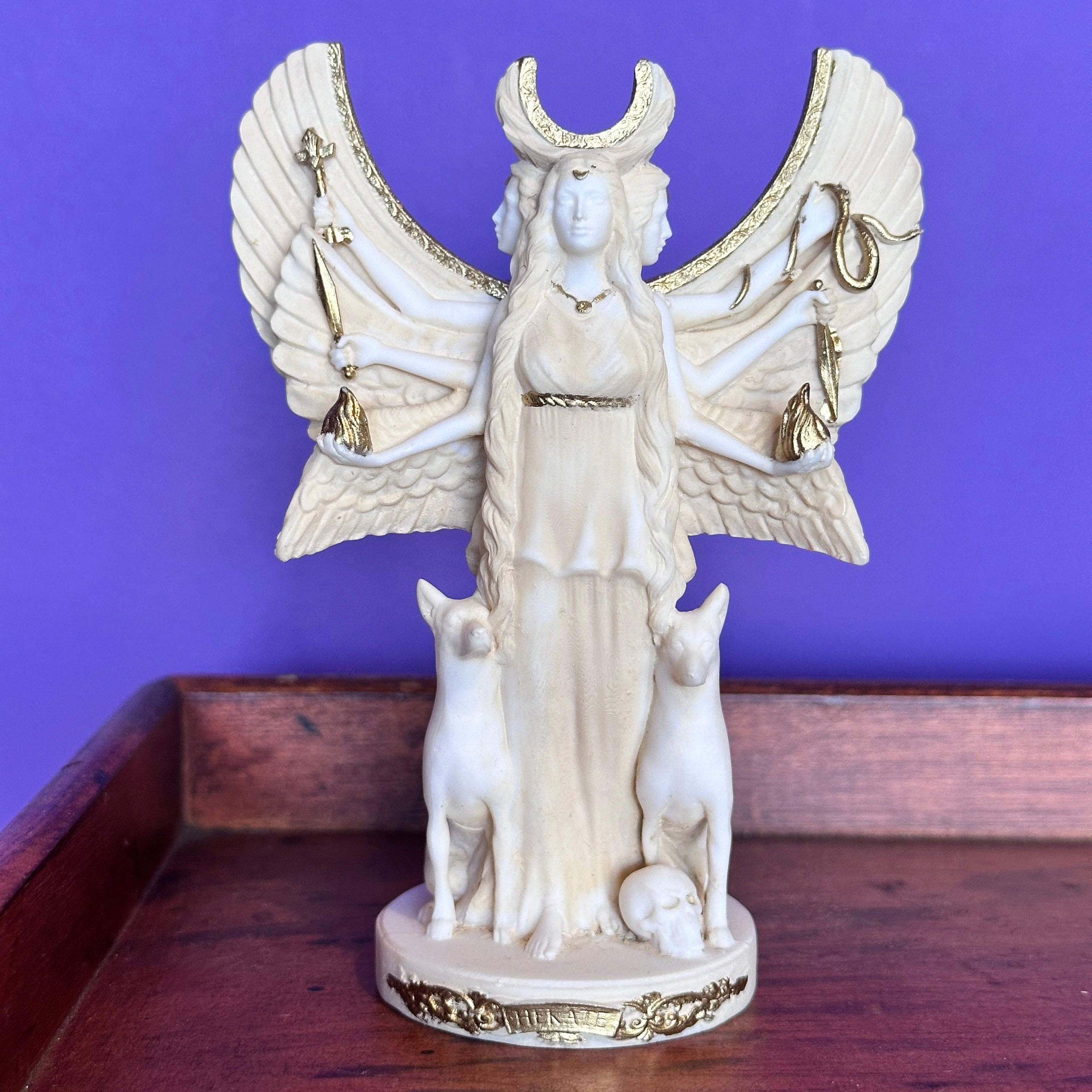 Hekate/Hecate Statue with Wings with Patina Coloring | The Crooked Path
